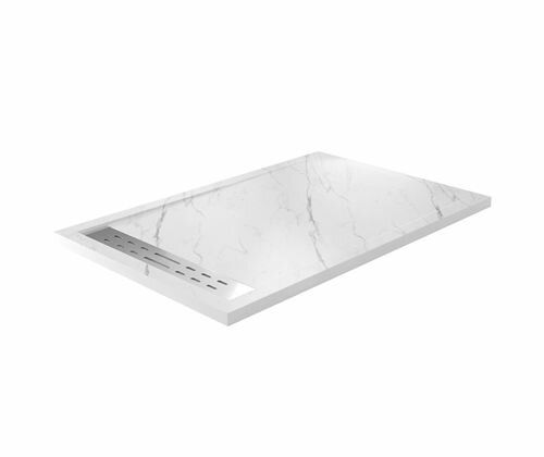 Поддон для душа белый текстура мрамор 140*90 Rhin 44T36 WasserKRAFT