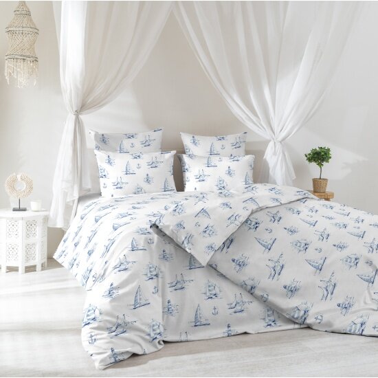 Евро комплект постельного белья Verossa Сатин премиум Regatta blue с наволочками 50/70,70/70, 931149