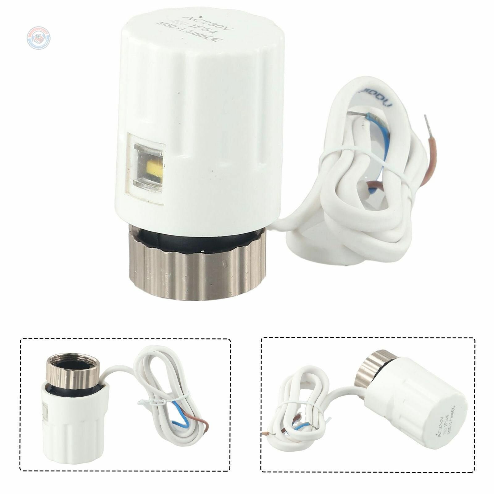 Визуальный электропривод нормально открытый, регулируемый клапан 230 В для систем отопления и геотермального контроля, водонепроницаемый IP44, простое управление температурой и потоком