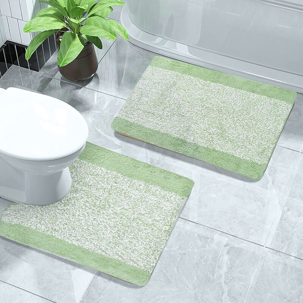 Коврики "Sindbad" в наборе 2шт, хлопок, гладкий ворс, светло-зеленый, 60х100/60х50см