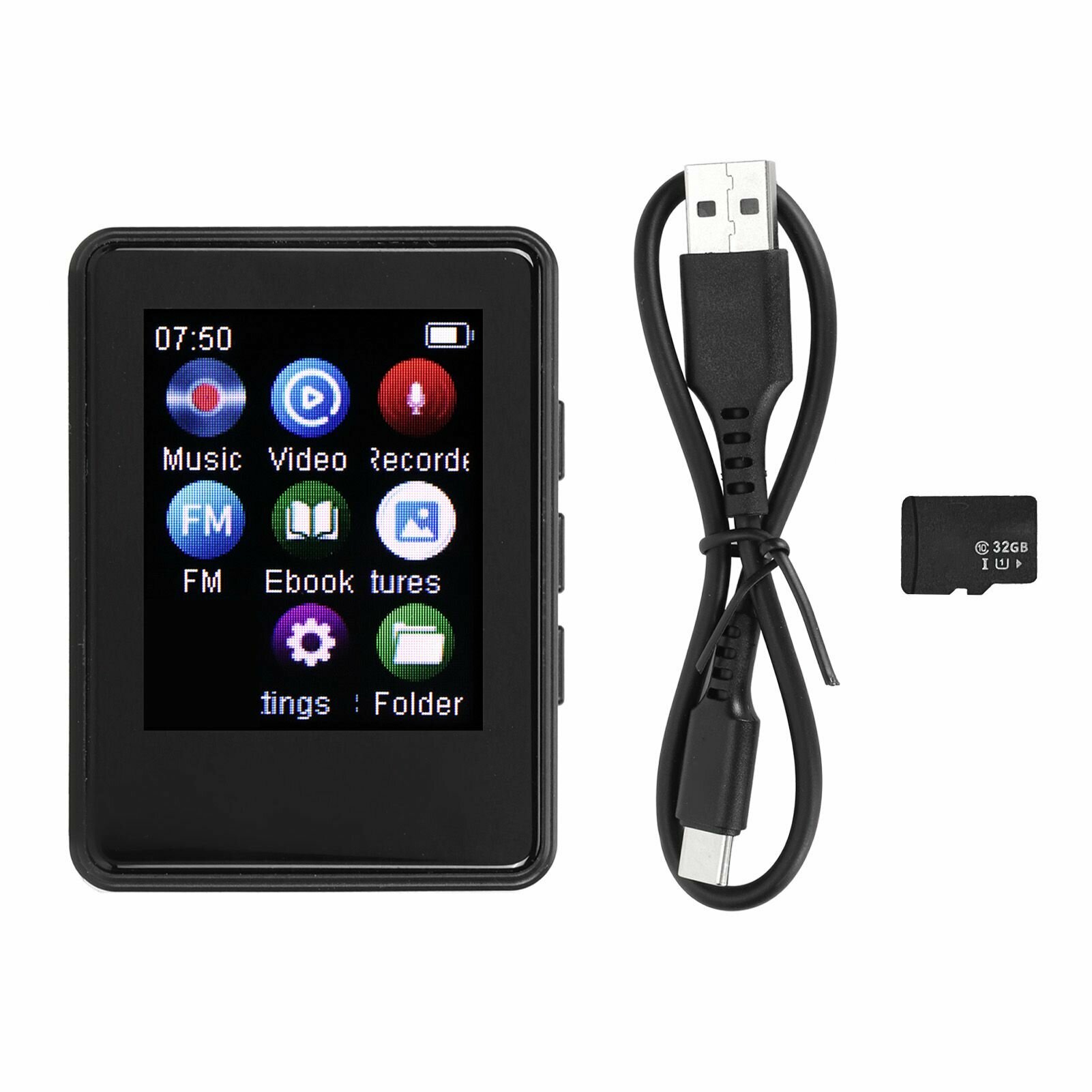 MP3-плеер 1.77, Bluetooth 5.0, Hi-Fi, FM-радио, 32 ГБ, сенсорный