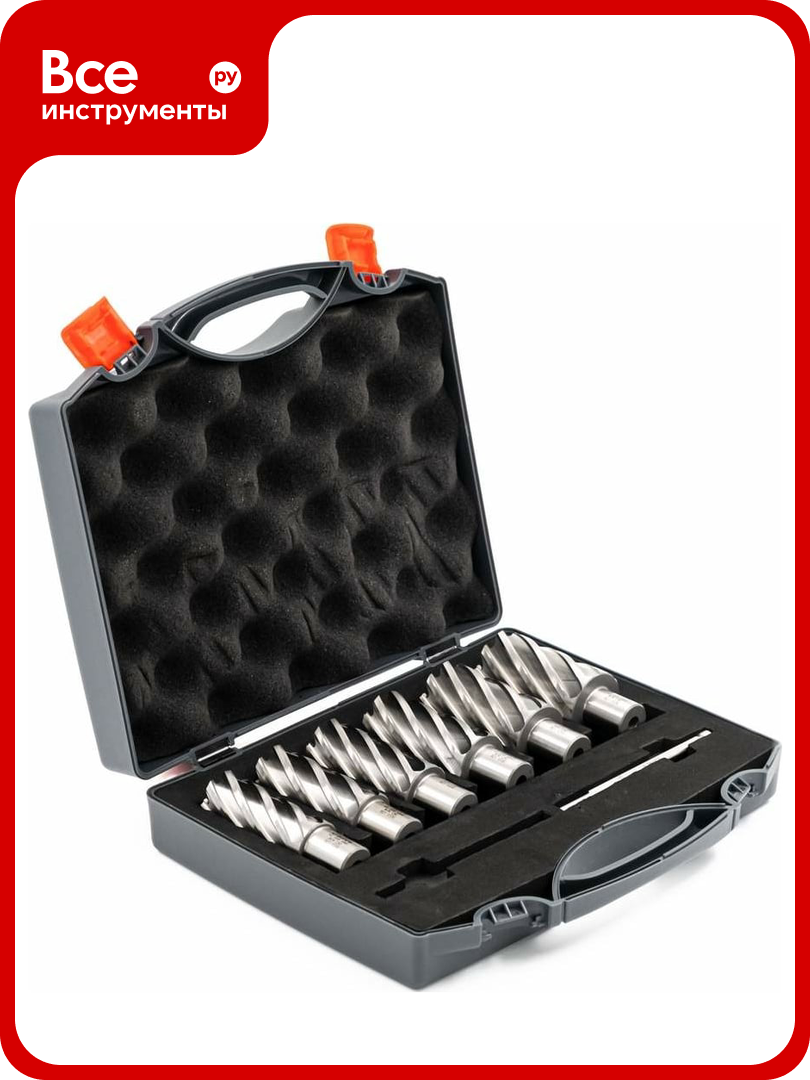 Набор сверл корончатых по металлу HSS Bohre 24,26,28,30,32,34 мм х55, Weldon 19, штифт 6,34х103 КБ003625 34x103