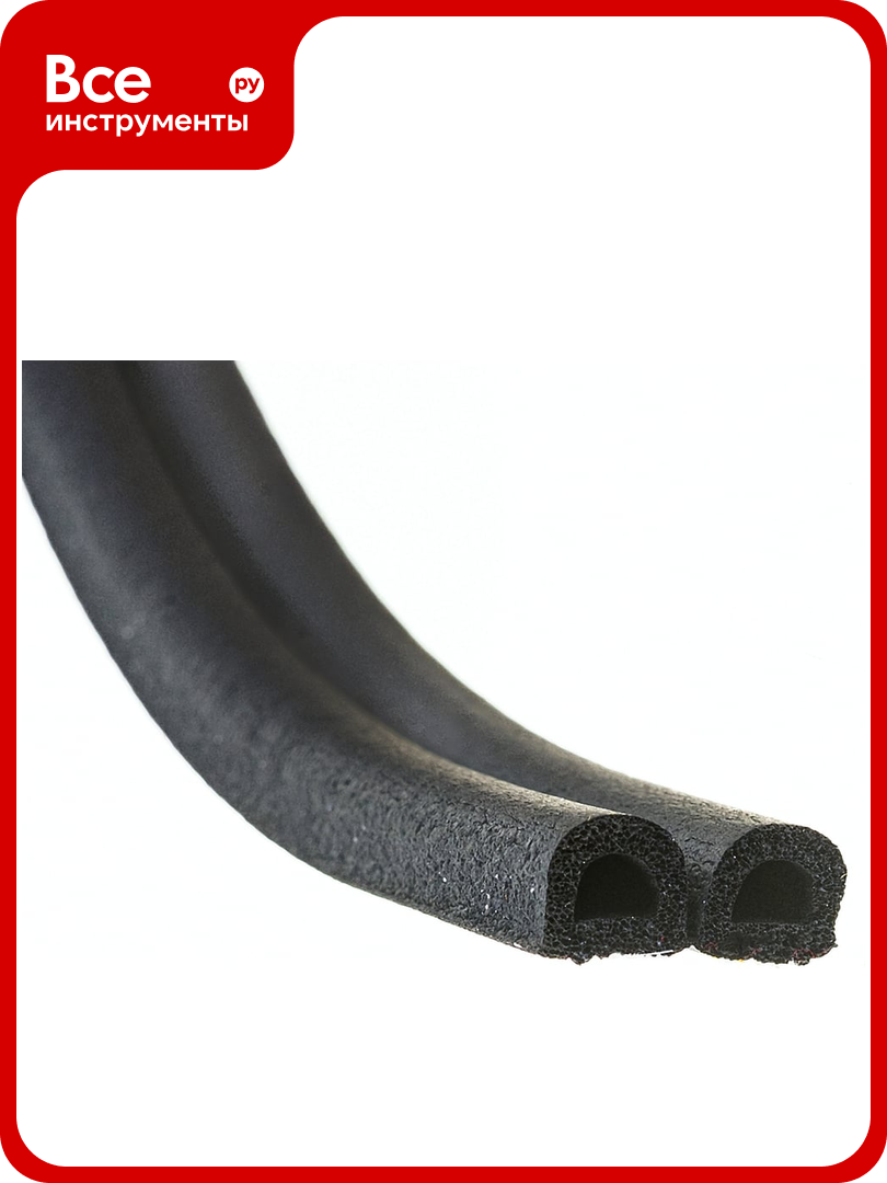 Самоклеящийся резиновый уплотнитель SDM тип D, 9х7 мм, черный, 100 м 00-00004740, резиновая