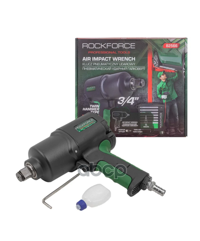 Гайковерт пневматический 3/4" 1800Нм 7000об/мин. 269л/мин. с реверсом Twin Hammer ROCKFORCE ROCK FORCE арт. RF82566
