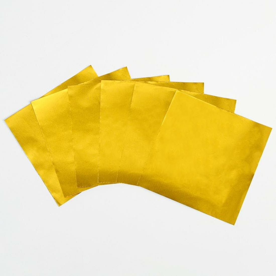 Фольга для конфет, размер 10 х 10 см, 100 штук, цвет золотой