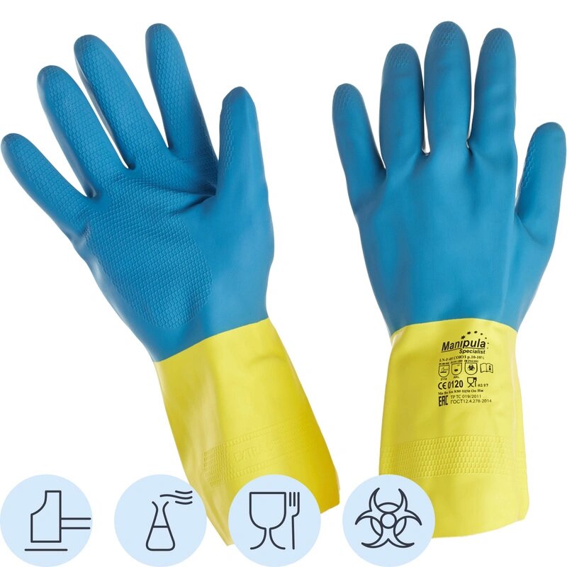 Перчатки латекс/неопрен Manipula Союз (LN-F-05/СG-971) р-р 10-10,5, ПС