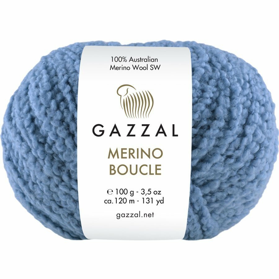 Пряжа Gazzal MERINO BOUCLE 3771 джинс (3 мотка)