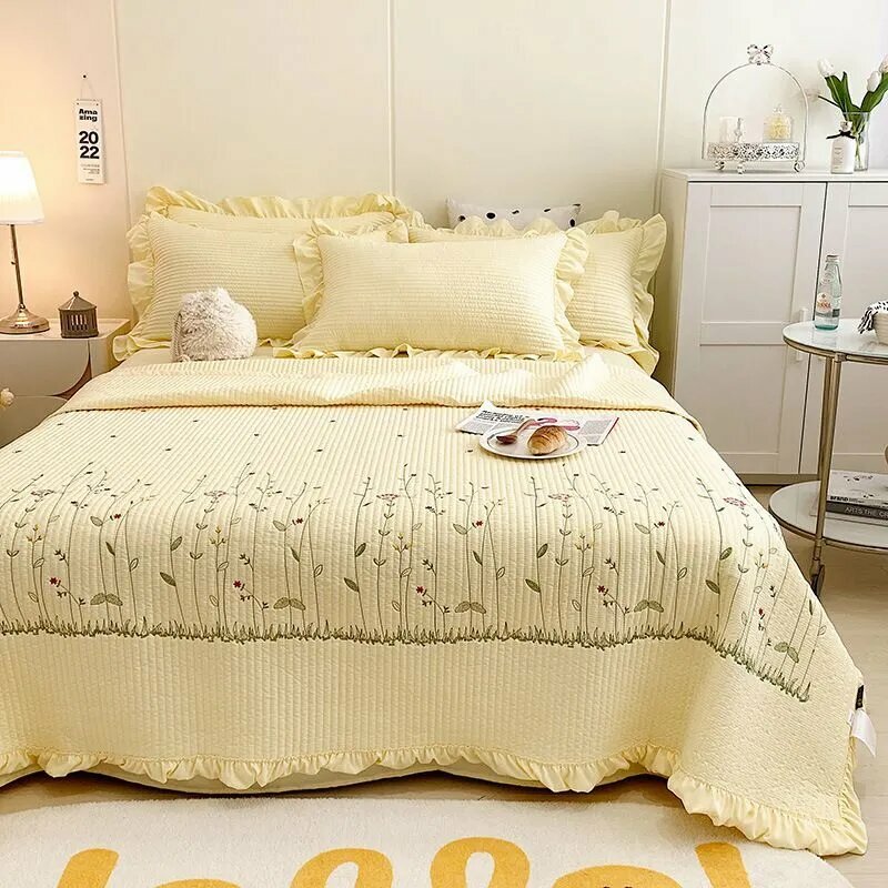 Плед homely стеганое покрывало из полиэстера 220x200 см желтого цвета