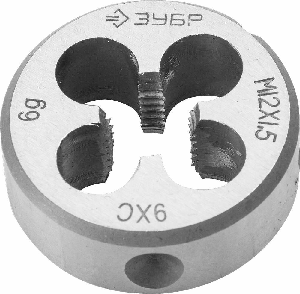 Плашка круглая ручная ЗУБР М12 x 1.5 мм, сталь 9ХС 4-28022-12-1.5