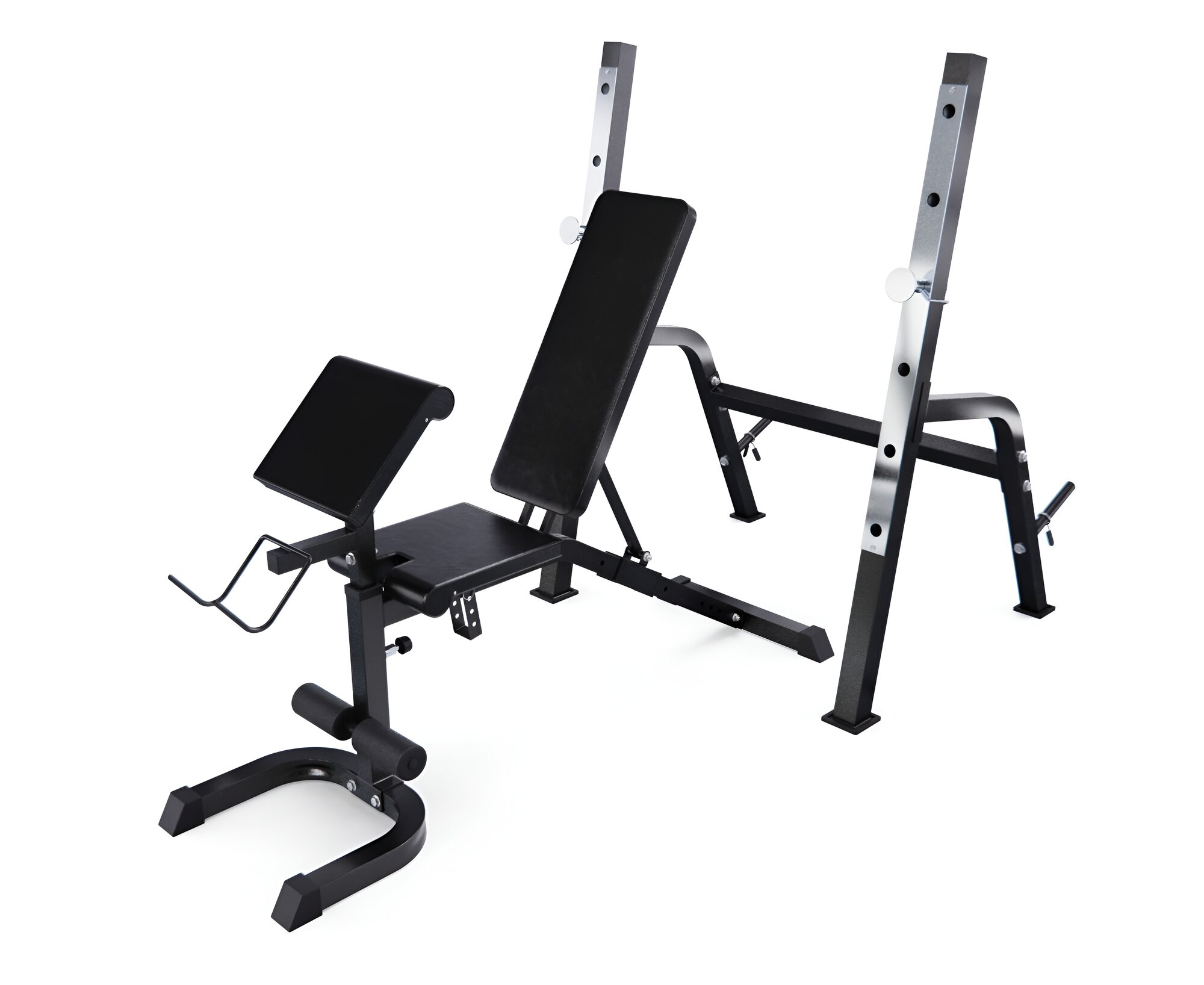 DFC Скамья со стойками под штангу DFC GORILLA черная, с партой для бицепса