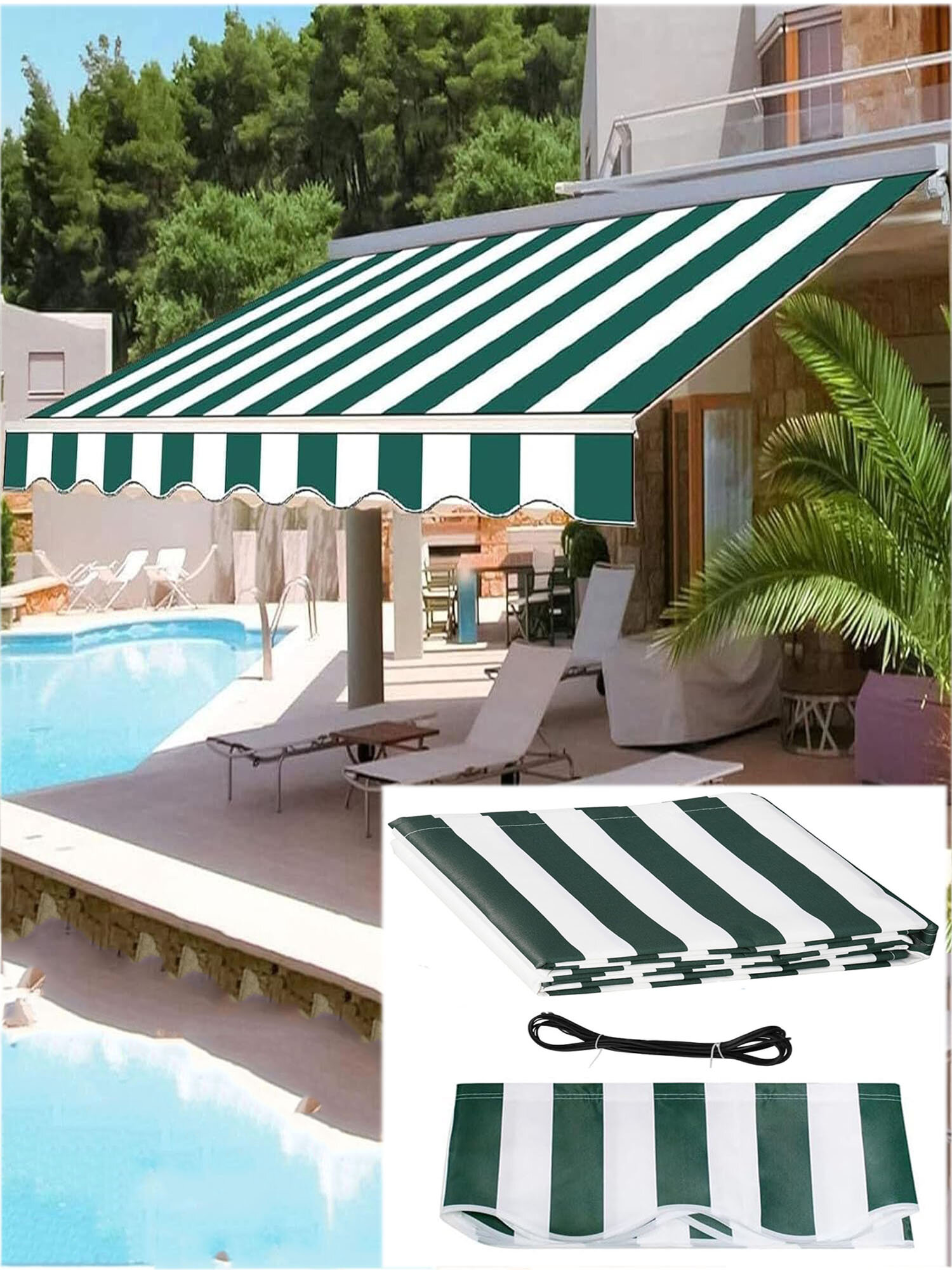 Выдвижная маркиза для патио (только замена ткани),3x2.5m