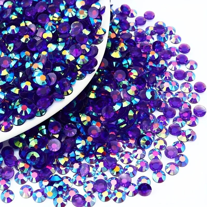 Прозрачные Стразы Из Смолы: Светло-фиолетовые, Темно-фиолетовые, Перидот, Изумруд, AB, 2-6 Мм, С Плоским Дном