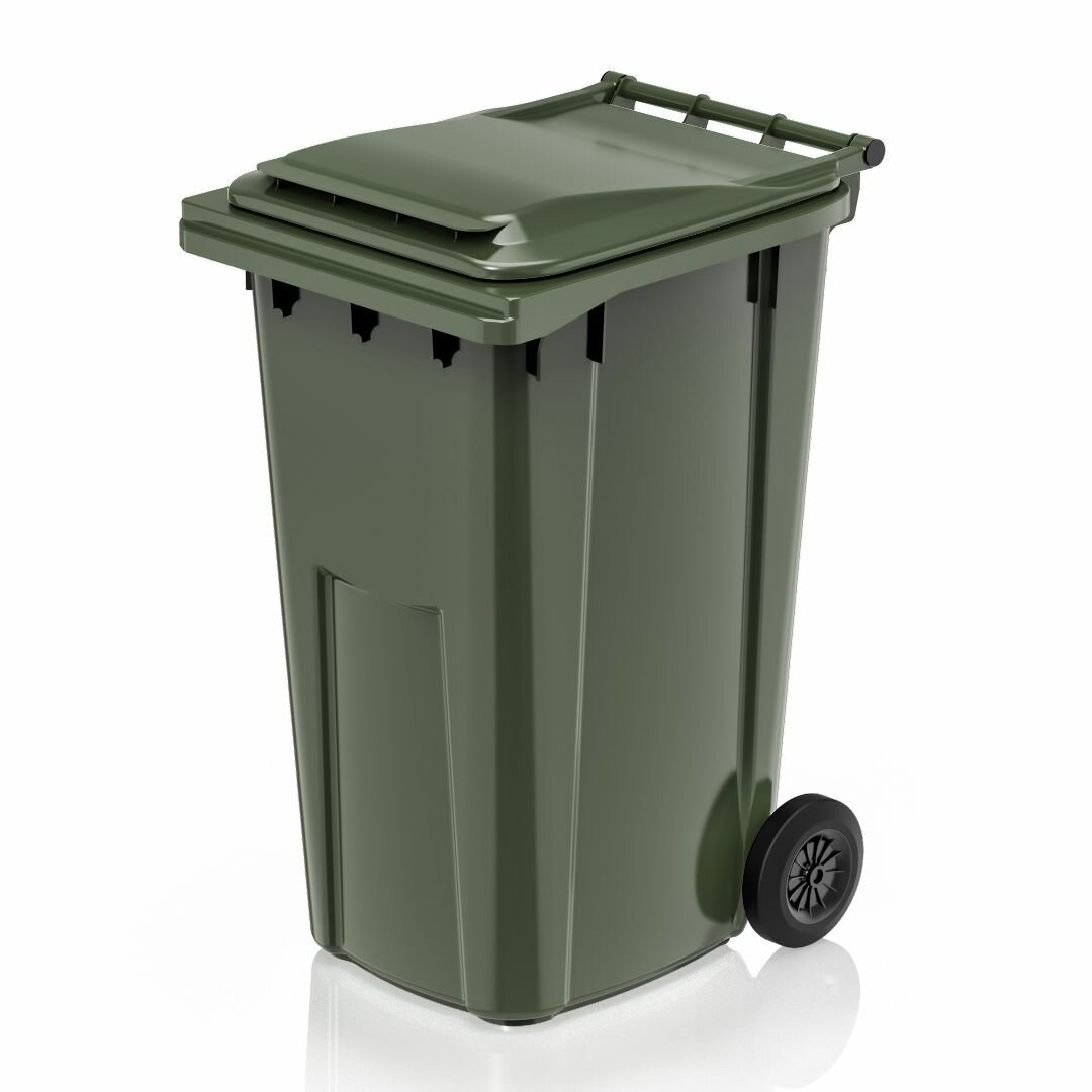 Контейнер для мусора с крышкой, на колесах, 240 л зеленый