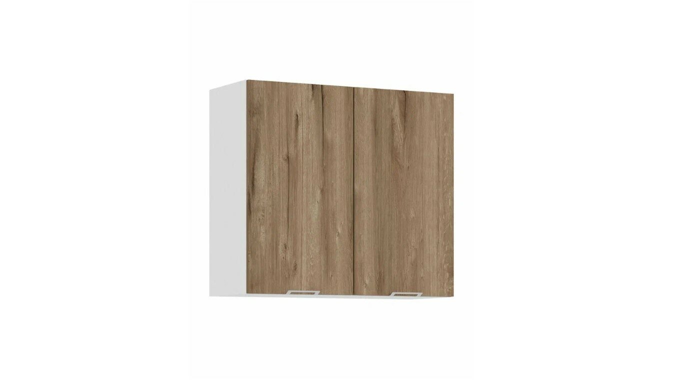Кухонный модуль навесной, шкаф Тая с полками, 80х31х71.6 см, Белый / Канадский Дуб Пацифик