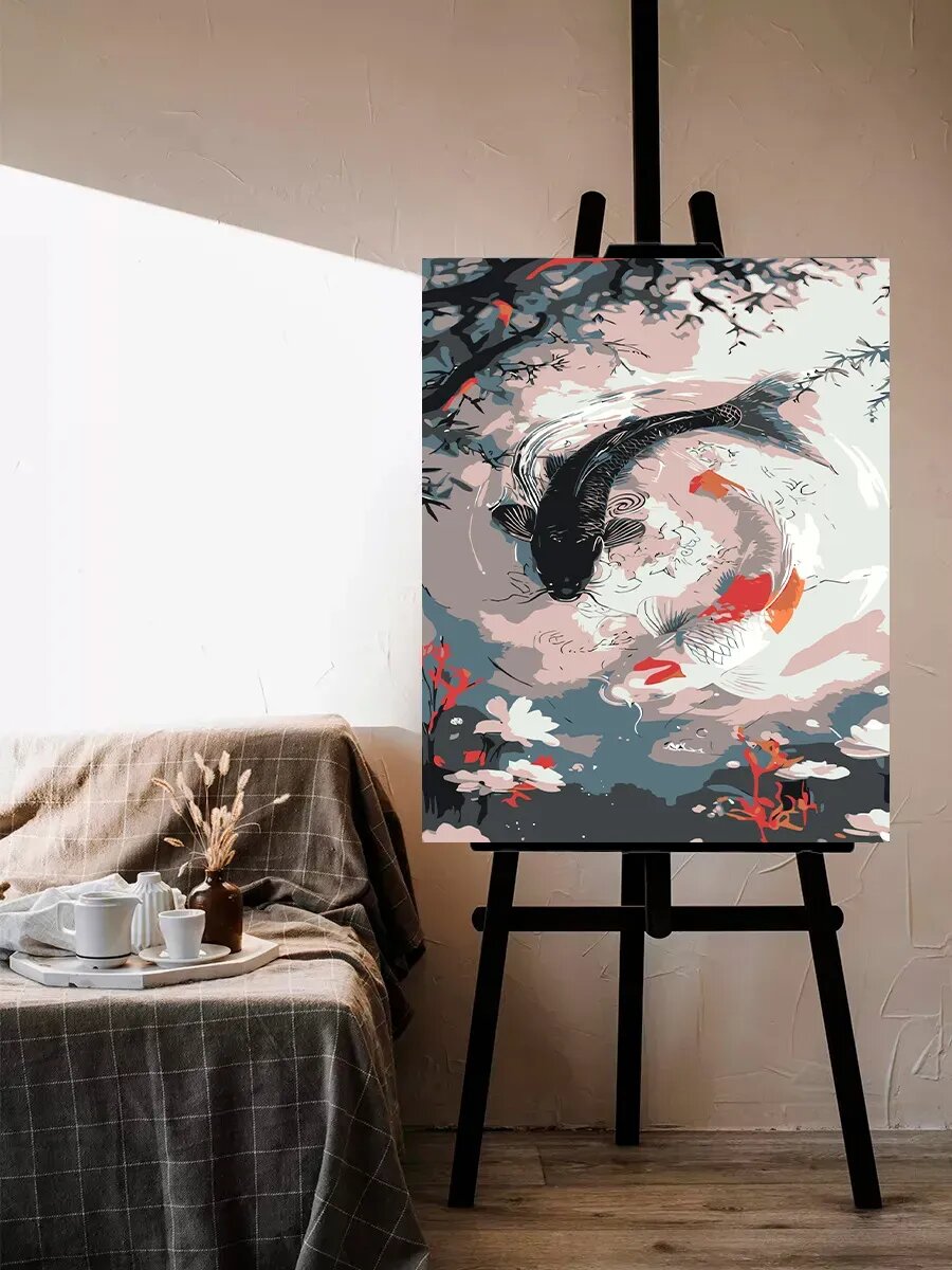 Картина по номерам Рыбы Сомы Инь Янь Японская Живопись