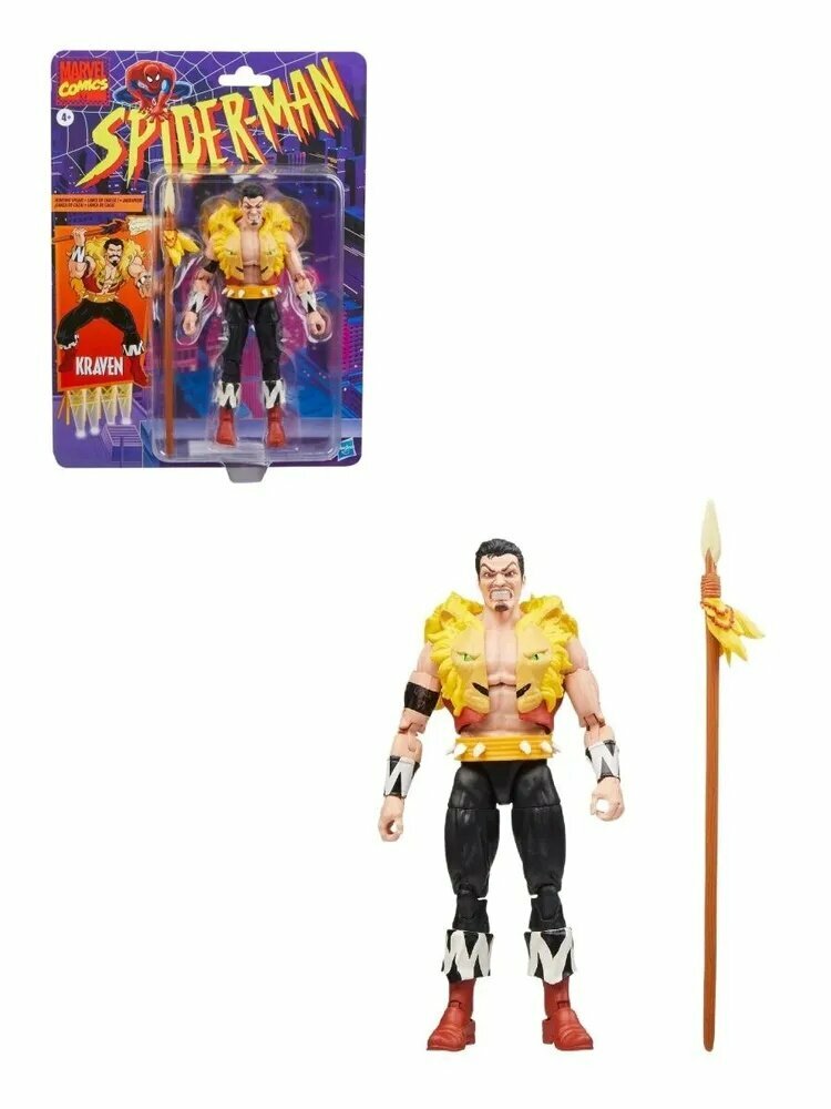 Фигурки Hasbro Marvel Legends Spiderman Animation Series Action Figures Kraven-16cm; Марвел фигурки