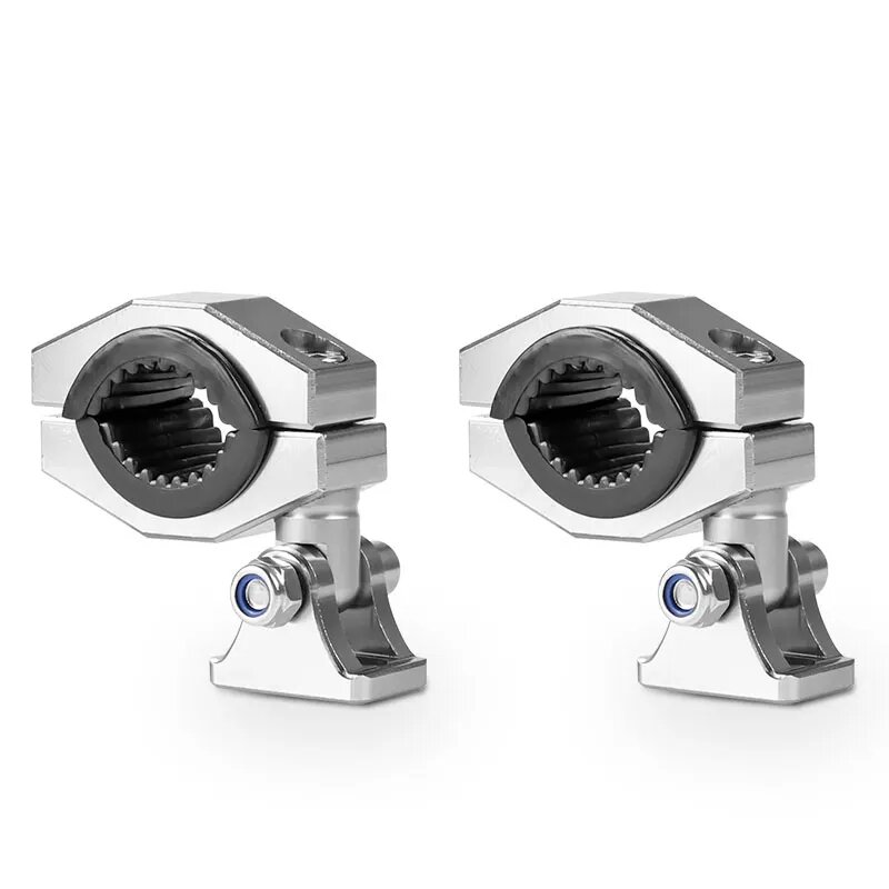 Кронштейн для крепления внешней фары мотоцикла, фиксатор 18 мм, 20 мм, 22 мм, 24 мм, 25 мм, 26 мм, 28 мм, 30 мм, светодиодный точечный противотуманный фонарь, держатель с ЧПУ, зажим, 2pcs Grey Silver