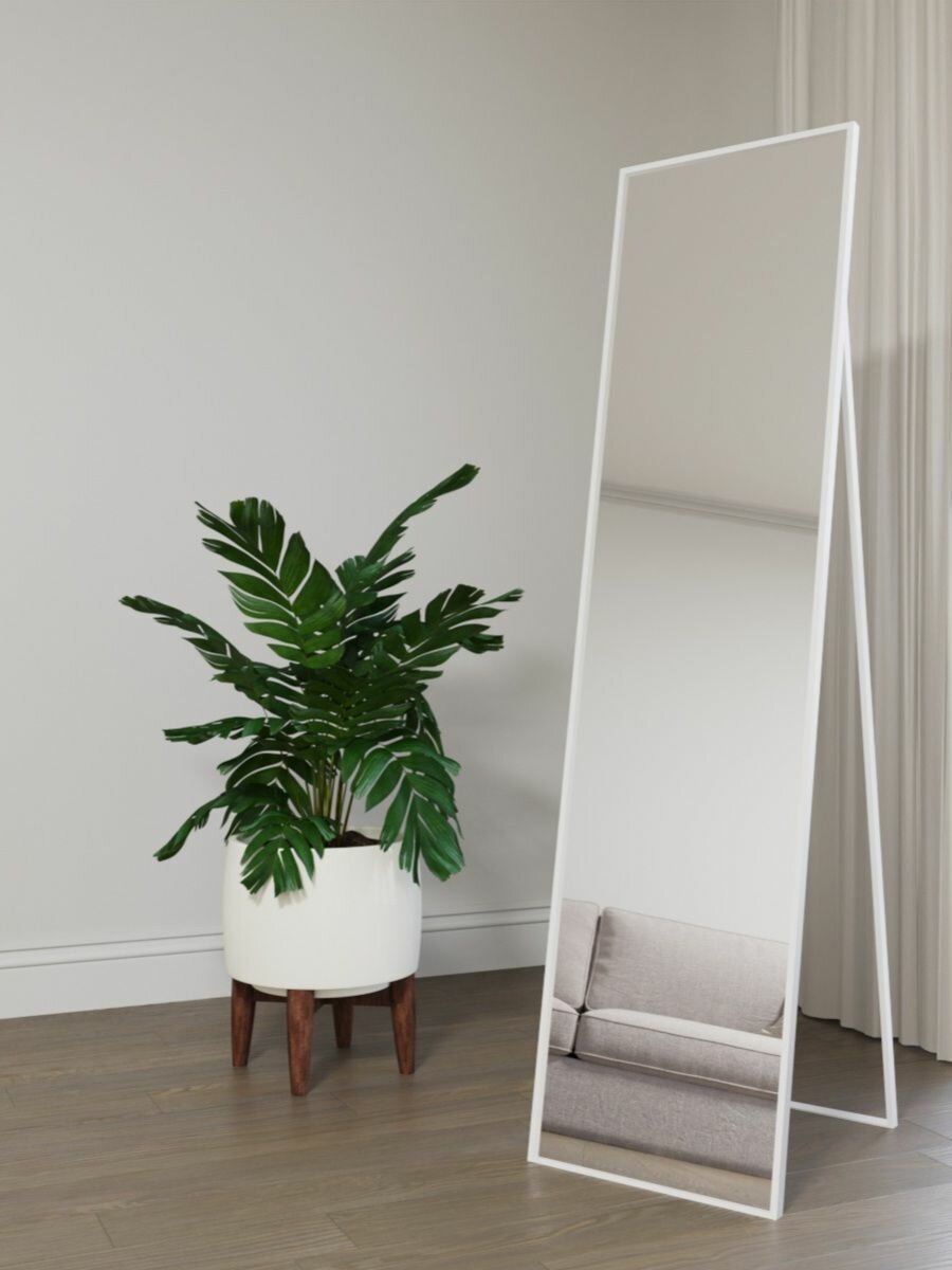 Зеркало настенное 161х45 см. BLX MIRROR интерьерное в алюминиевой раме напольное, Белое