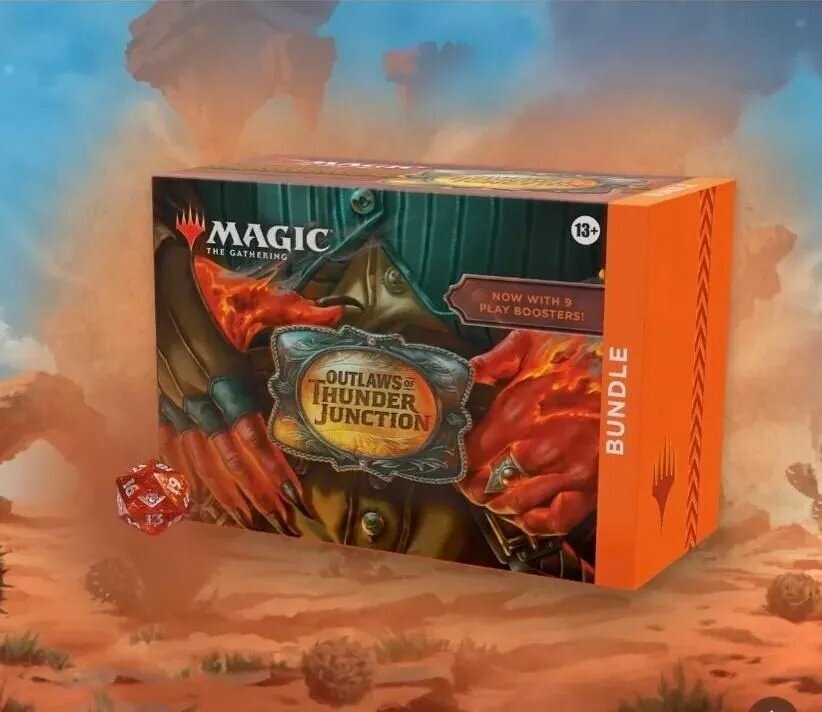 Magic: The Gathering Outlaws of Thunder Junction Bundle - 9 Play Boosters, 30 Land Cards + Exclusive Accessories(Английский)