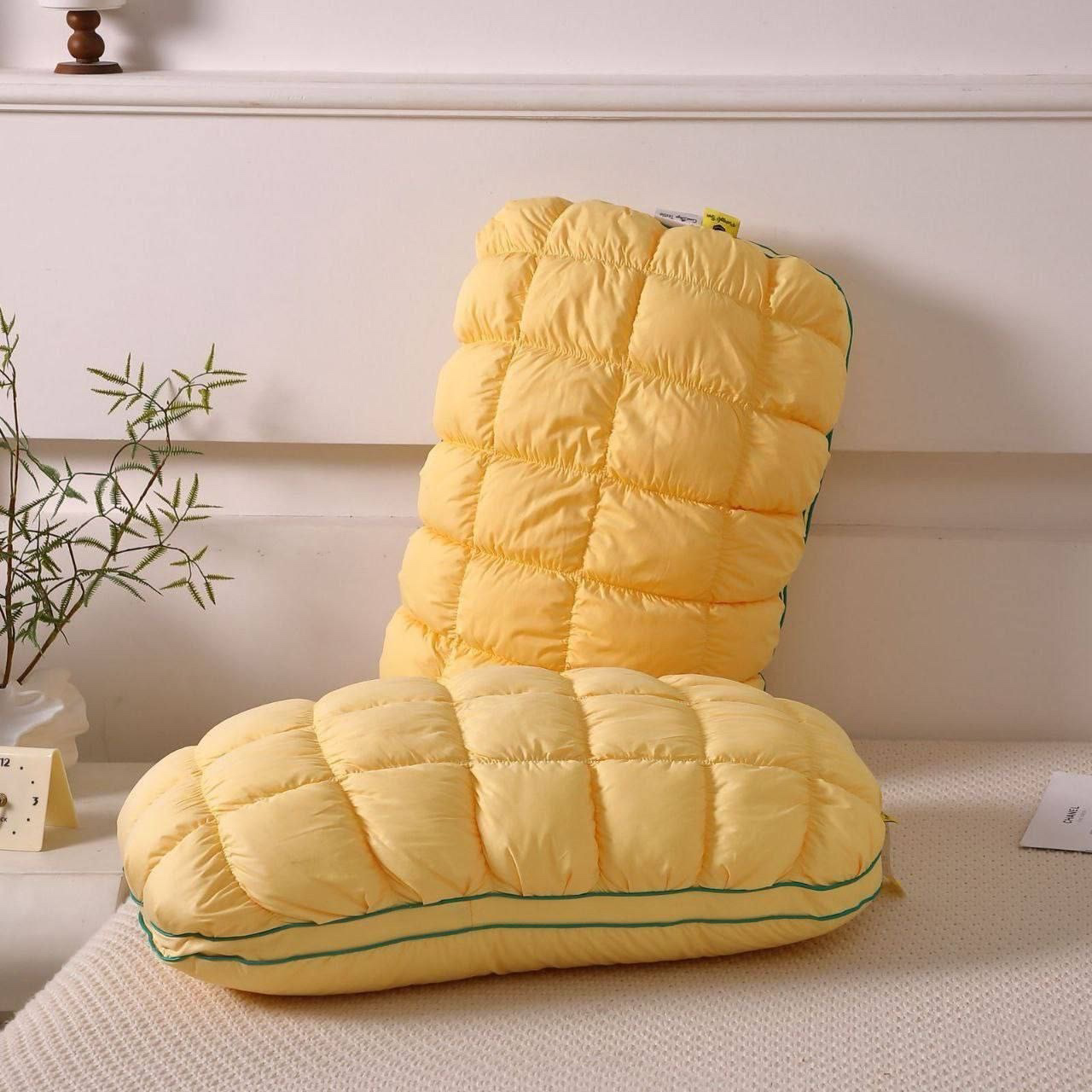 Подушка 50х70 шелкопряд нового поколения чехол 100% хлопок для сна под голову мягкая лемон