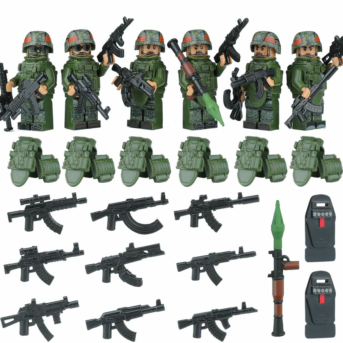 Модель минифигурки из строительных блоков спецназа "Русский Шторм Z", модель российского сигнального флага спецназа, совместимы с легo конструкторами