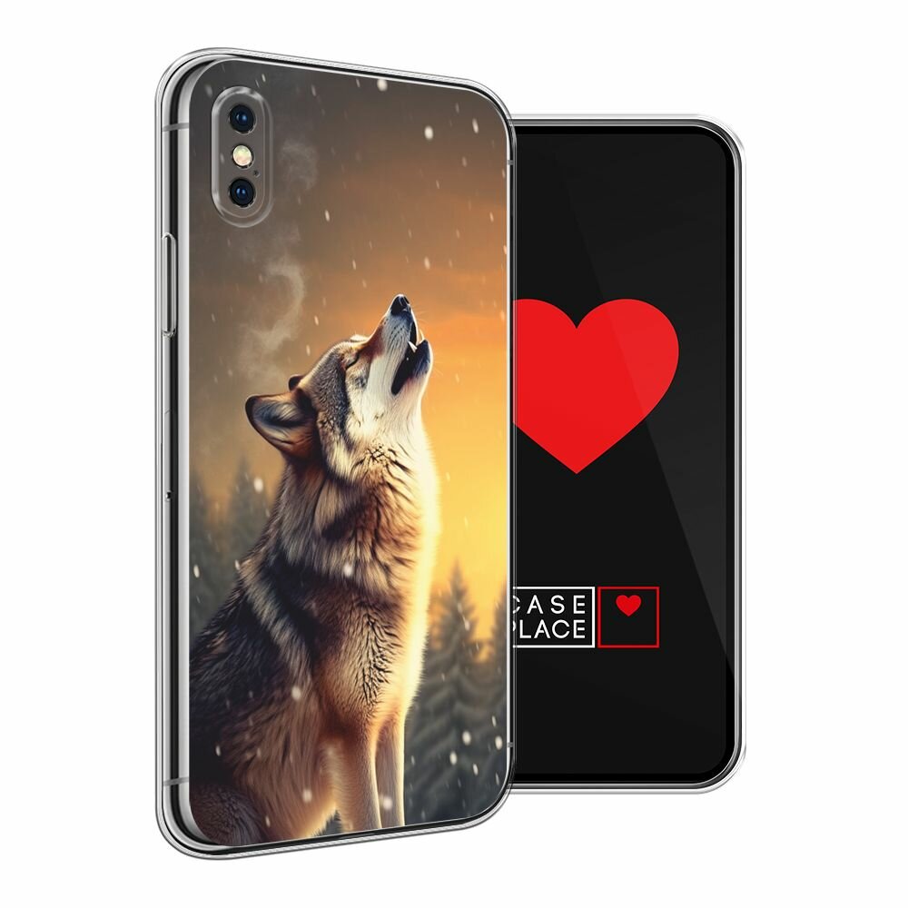 Чехол на Apple iPhone XS Max / Айфон XS Max с принтом "Воющий волк" — фото 1