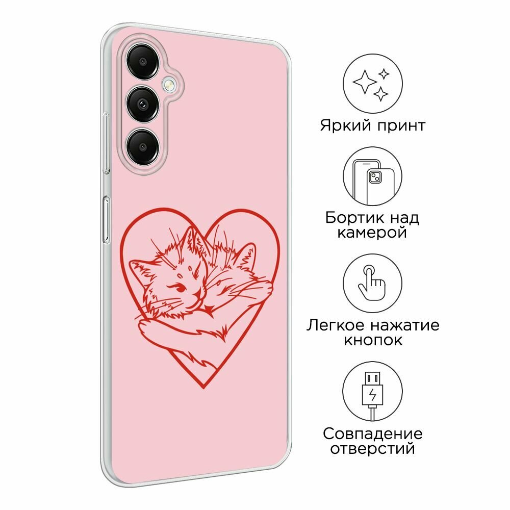 Чехол на Samsung Galaxy A05s / Самсунг Галакси A05s с принтом "Влюблённые котики рисунок 1 - 14 февраля" — фото 1