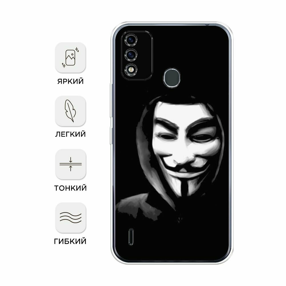 Силиконовый чехол на Itel A48 / Ител А48 с принтом "Анонимус" — фото 1