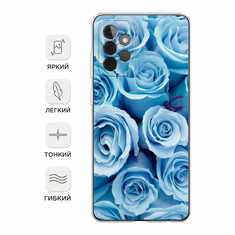 Чехол на Samsung Galaxy A72 / Самсунг Галакси А72 с принтом Лазурные розы — фото 1