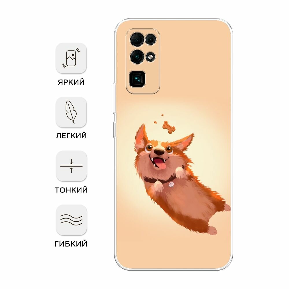Силиконовый чехол на Honor 30 / Хонор 30 с принтом Корги печенька — фото 1