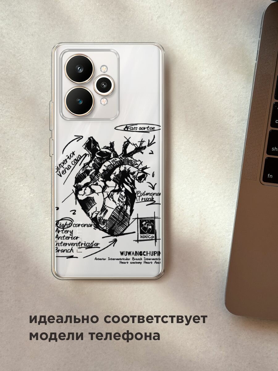Чехол на Realme 15 / Реалми 15 с принтом "Анатомическое сердце 2", прозрачный — фото 1
