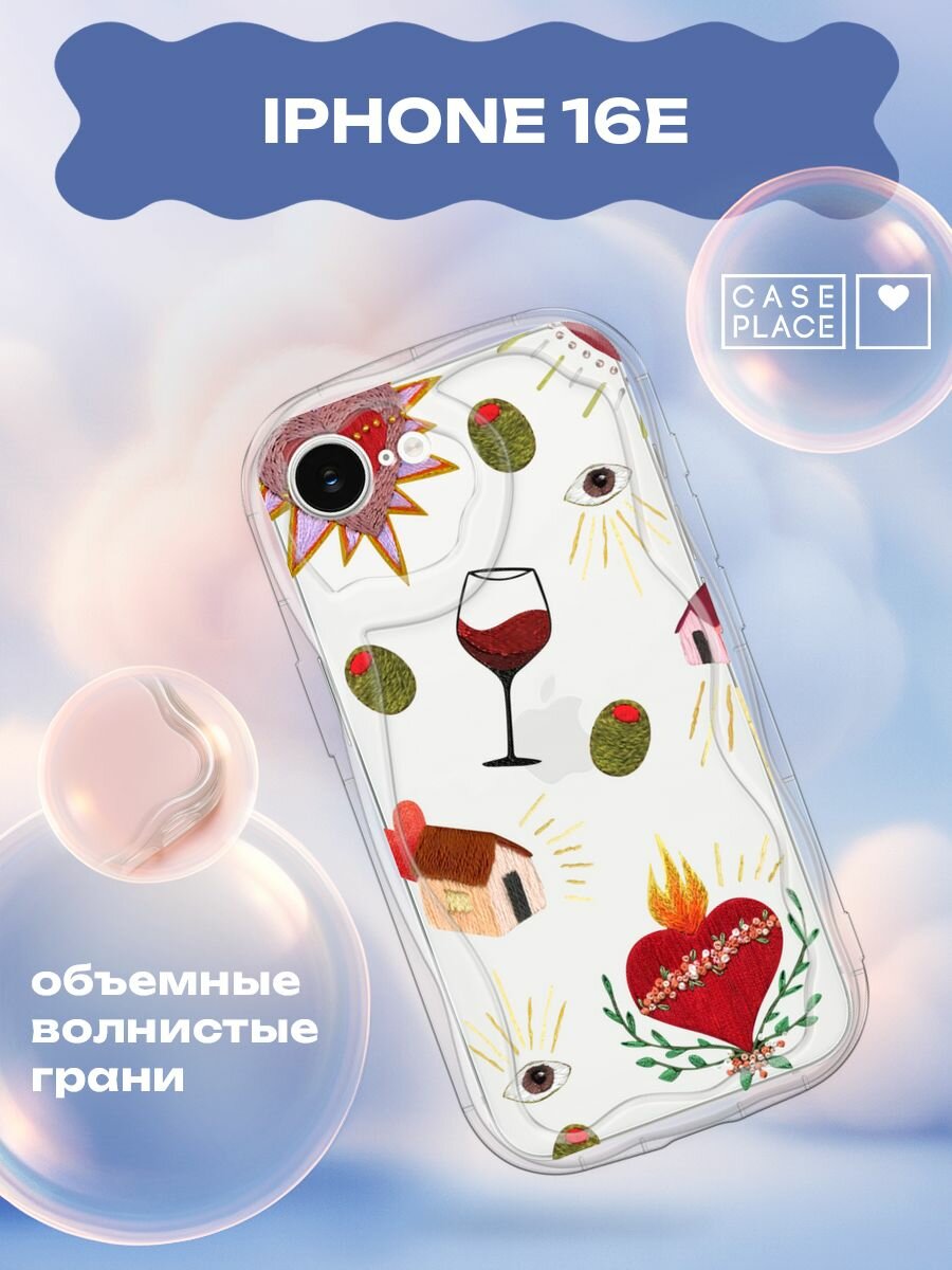 Чехол на iPhone 16e / Айфон 16е/17e с принтом "Ниточный коллаж", прозрачный