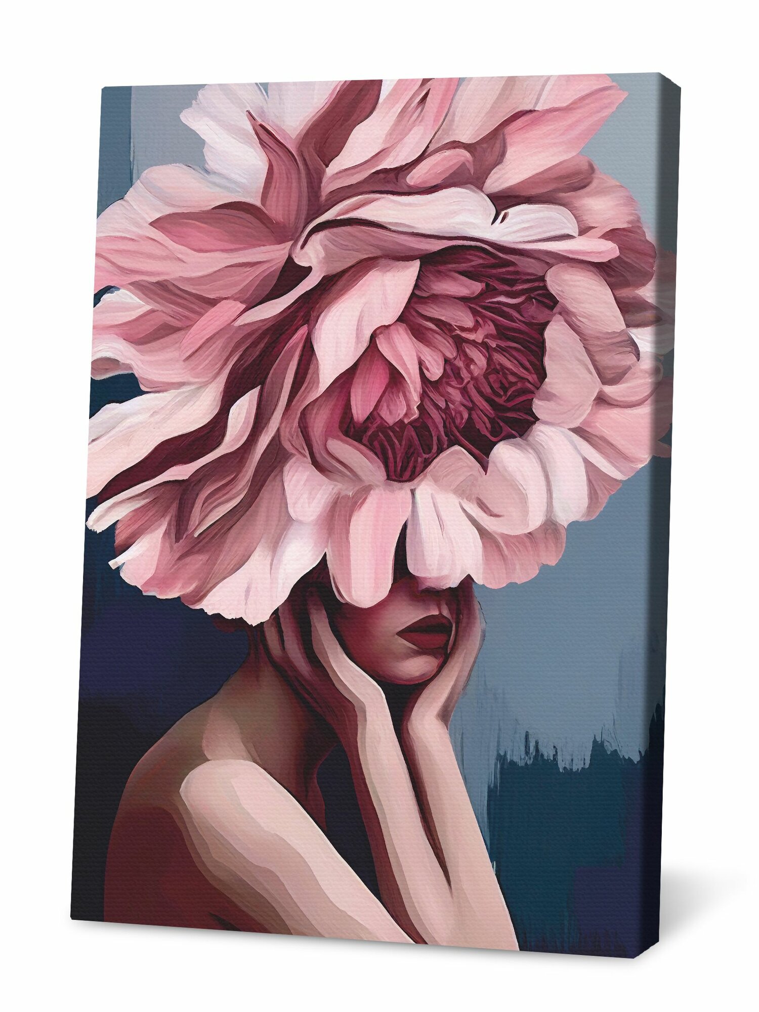 Картина на холсте Девушка с пионом / цветком, 40х60см, DeFine