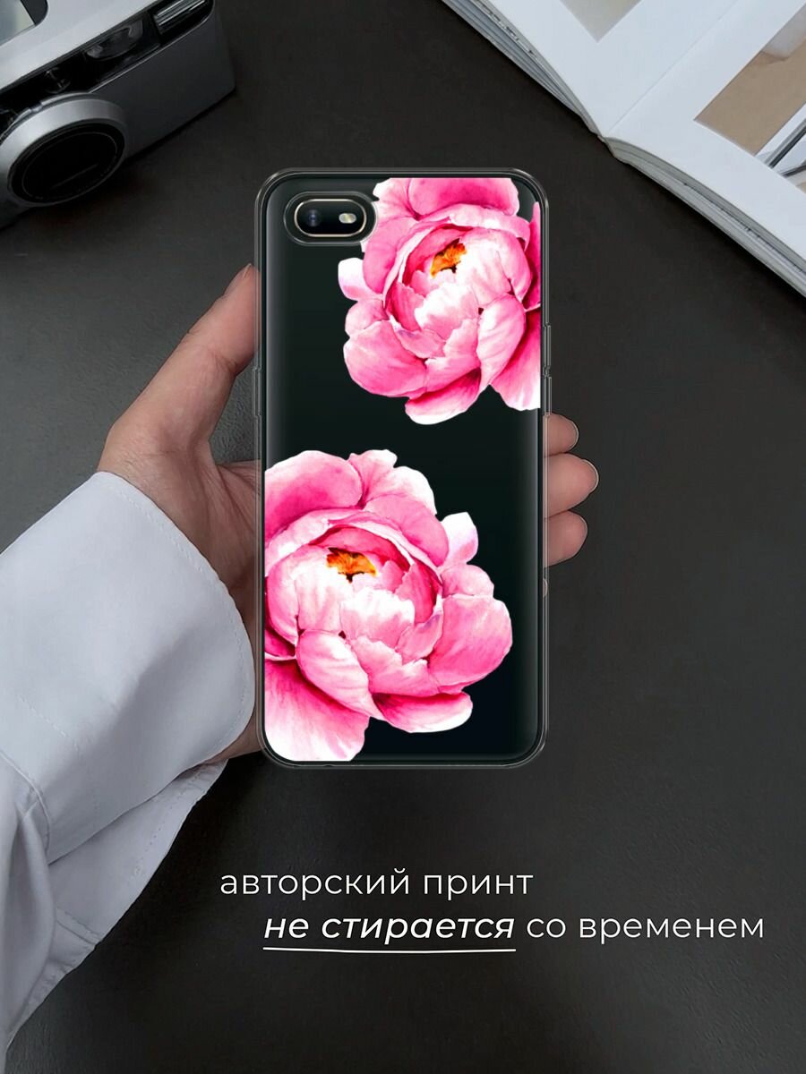 Чехол на Oppo A1k / Оппо А1к с принтом "Open peonies", прозрачный — фото 1