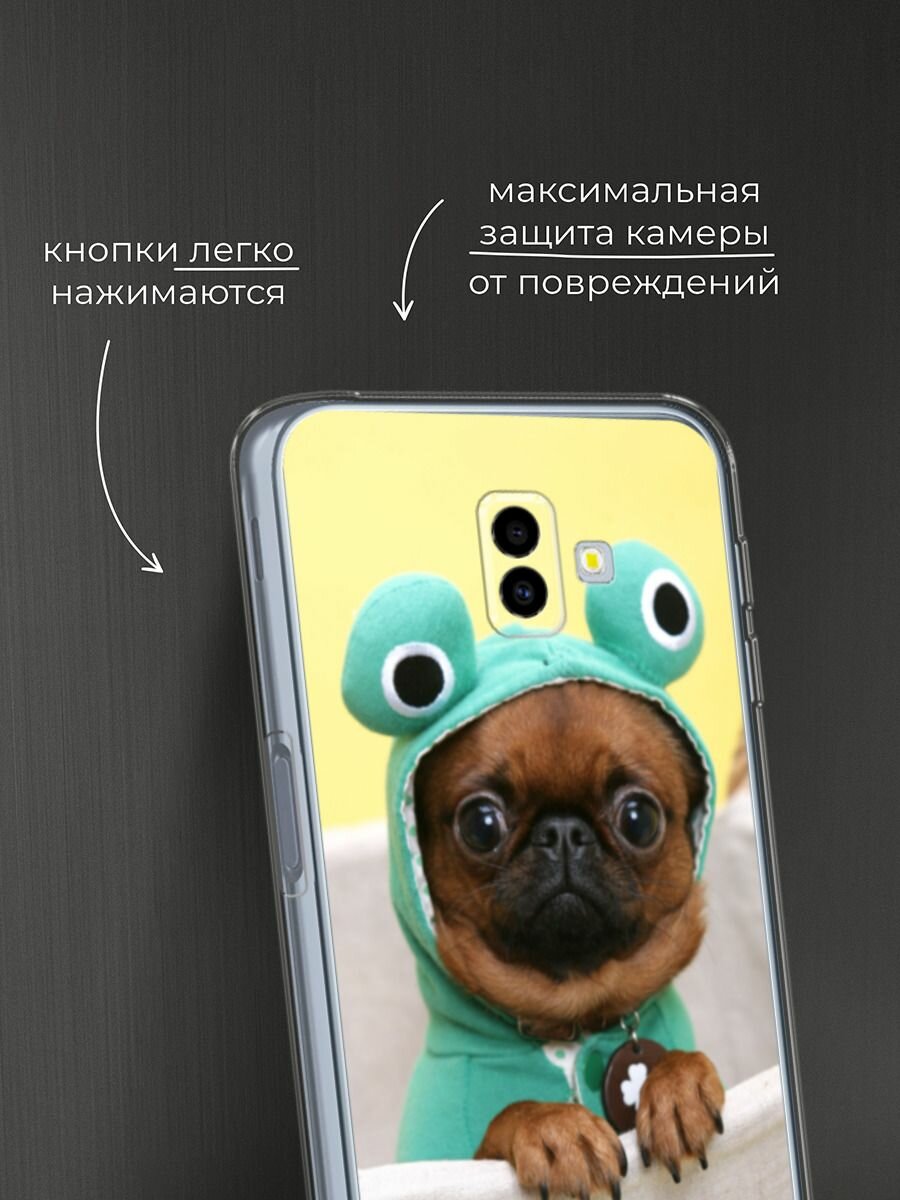 Чехол на Samsung Galaxy J6 + / Самсунг Галакси J6 Плюс 2018 с принтом "Собачка в шапке лягушки" — фото 1