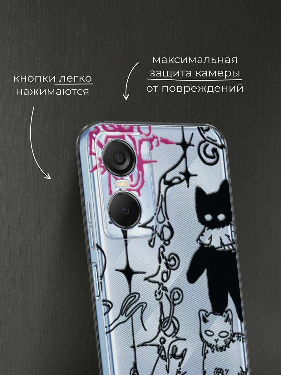 Чехол на Tecno Pop 6 pro / Техно Поп 6 Про с принтом "Готические котики" — фото 1