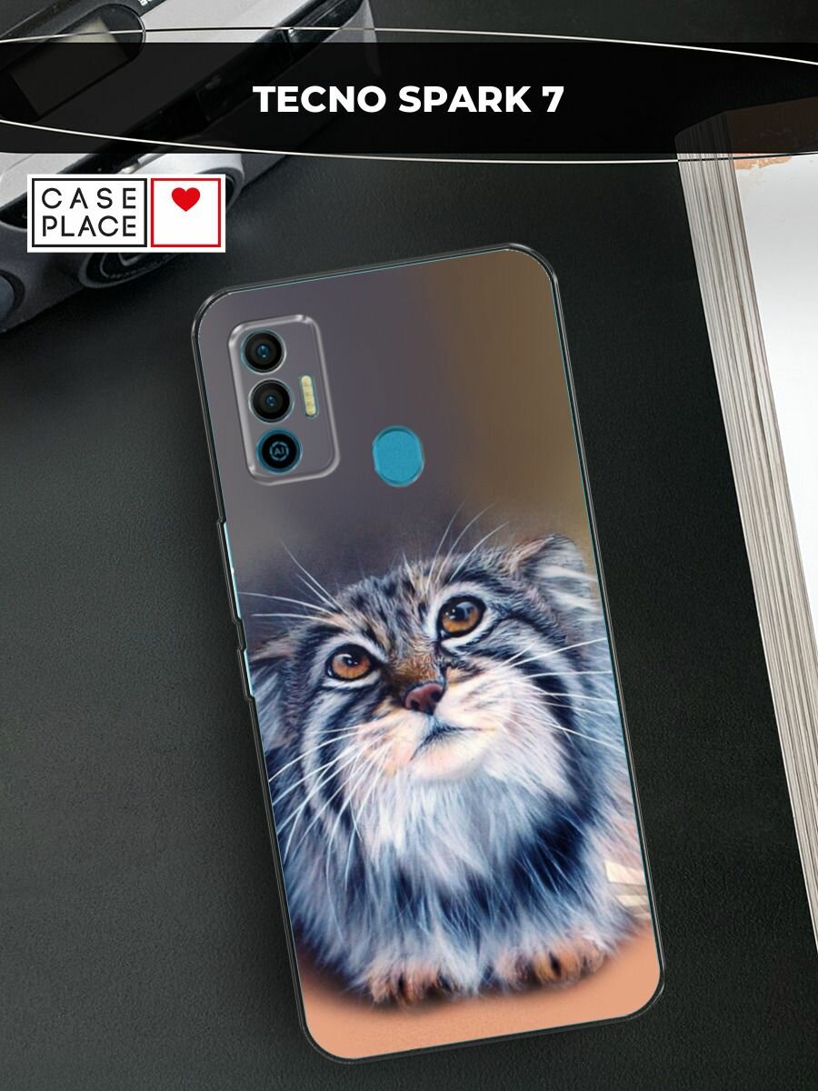 Чехол на Tecno Spark 7 / Техно Спарк 7 с принтом "Кот манул 2"