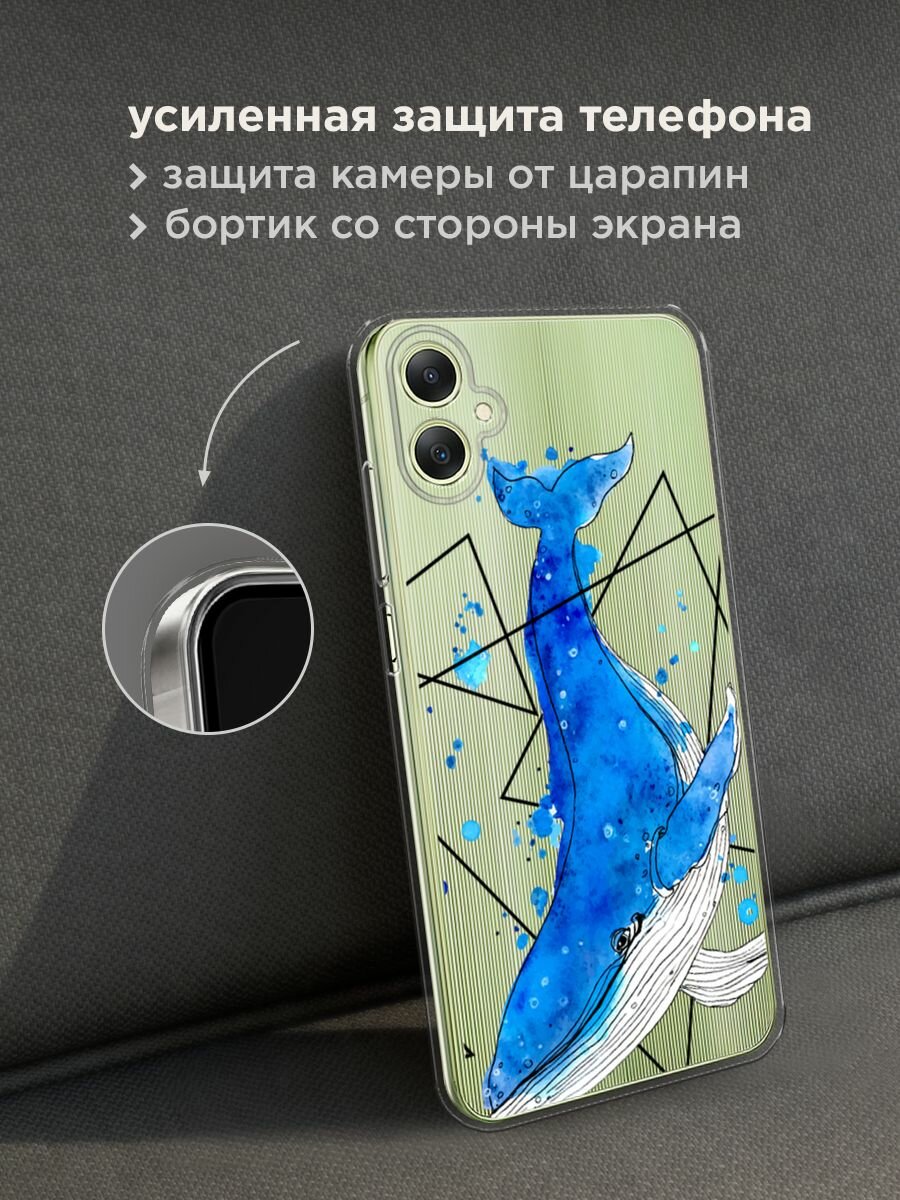 Чехол на Samsung Galaxy A06 / Самсунг Галакси А06 с принтом "Кит графика", прозрачный — фото 1