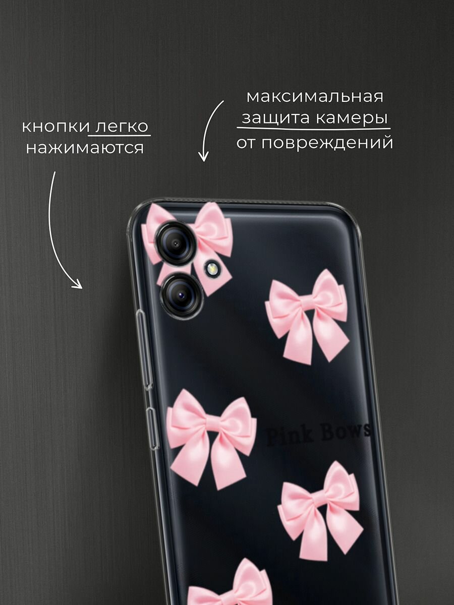 Чехол на Samsung Galaxy A04e / Самсунг A04e с принтом "Pink Bows", прозрачный — фото 1