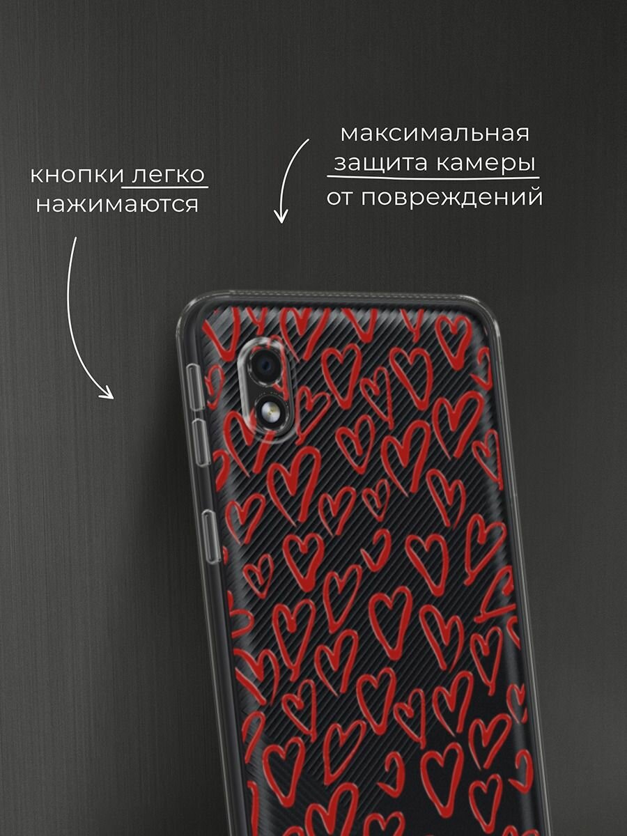 Чехол на Samsung Galaxy A01 Core / Самсунг Галакси А01 Core с принтом "Легкие бордовые сердечки" — фото 1