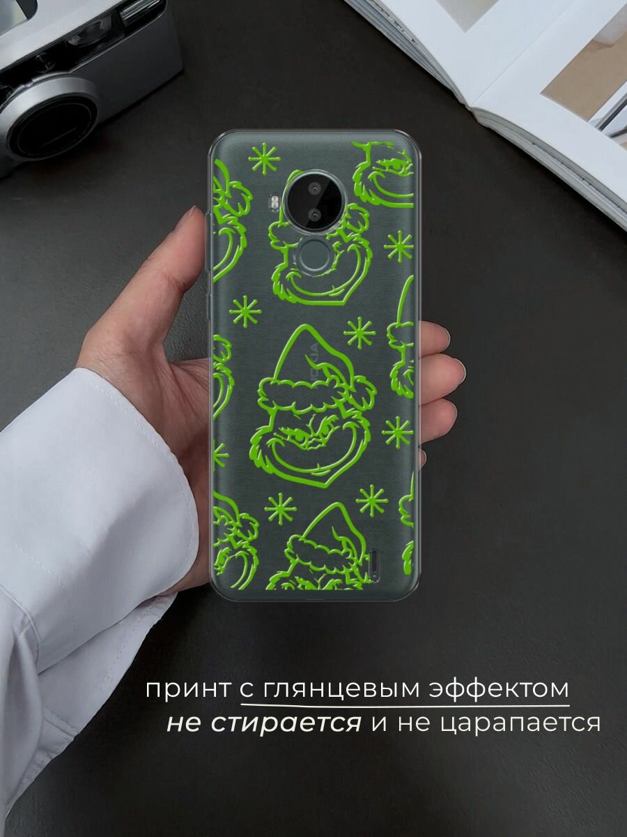 Чехол на Nokia C30 / Нокия C30 с принтом "Зеленый Гринч 3" — фото 1