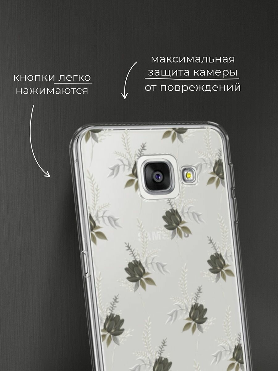 Чехол на Samsung Galaxy A3 2016 / Самсунг Галакси А3 2016 с принтом "Паттерн цветы сепия" — фото 1