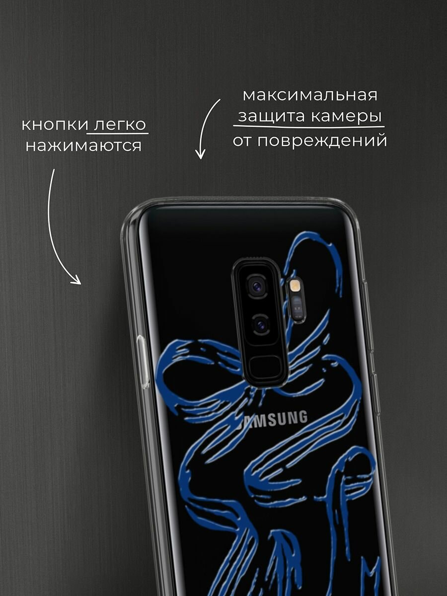 Чехол на Samsung Galaxy S9 + / Самсунг Галакси С9 Плюс с принтом "Синие очертания банта 2" — фото 1