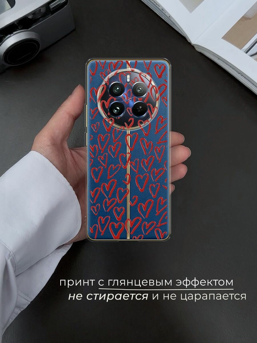 Чехол на Realme 12 Pro / Реалми 12 Про с принтом "Легкие бордовые сердечки" — фото 1