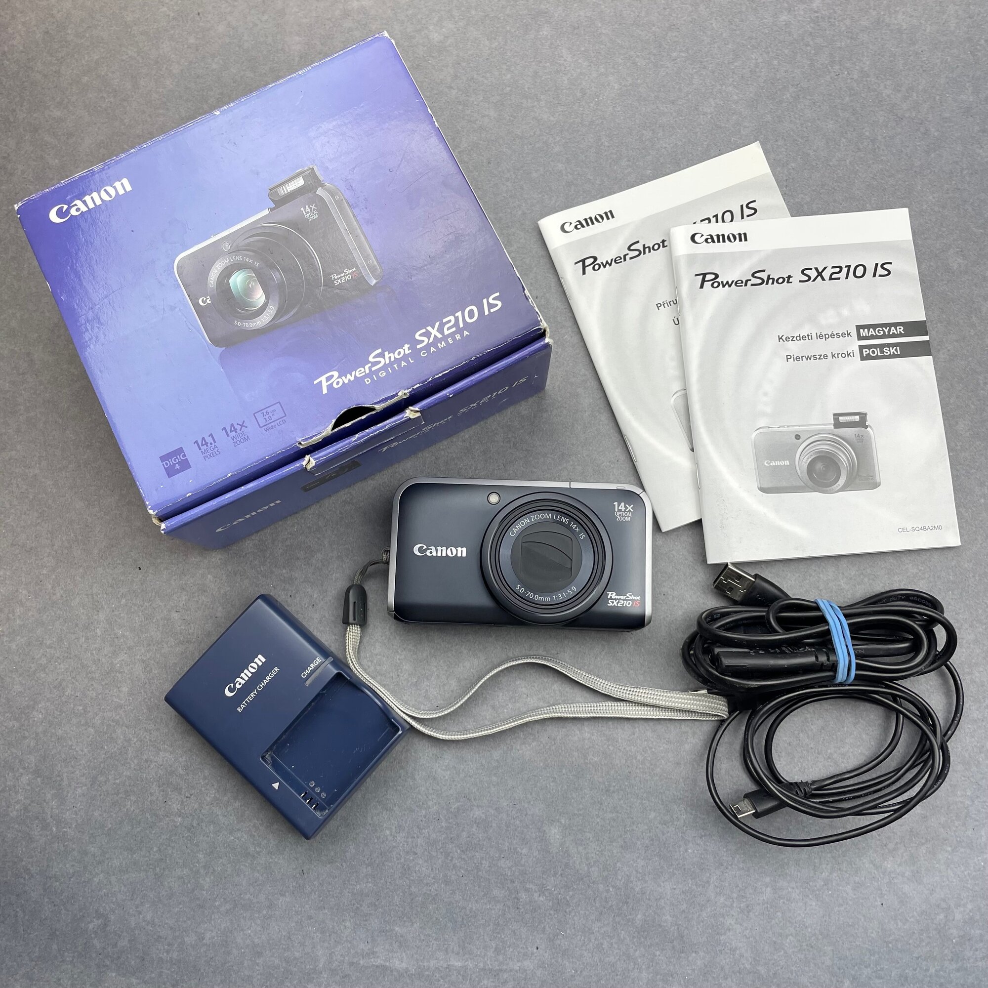 Цифровой компактный фотоаппарат Canon PowerShot SX210 IS, черный, с коробкой