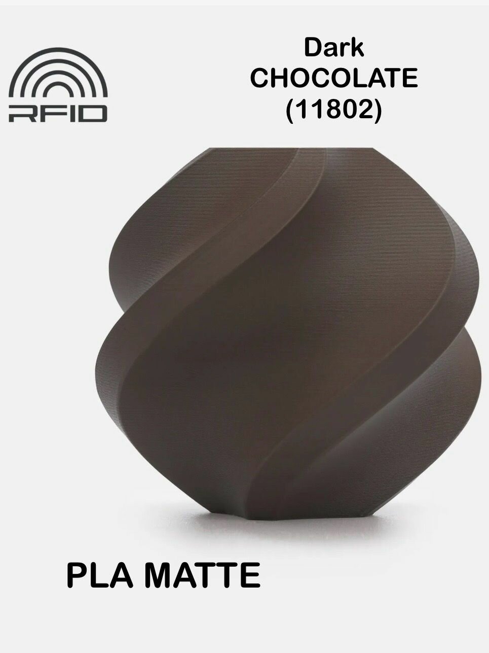 Филамент Bambu Lab PLA Matte Dark Chocolate (Черный) 11802 / Матовый пластик для 3D принтера , 1 кг без катушки