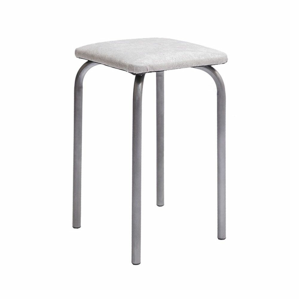 Табурет (мягкая сидушка)_КЗ Бело-серый, каркас Белый
