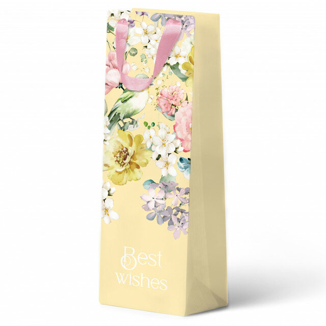 Пакет под бутылку 36x12x9,5 см для подарочной упаковки с декоративной отделкой