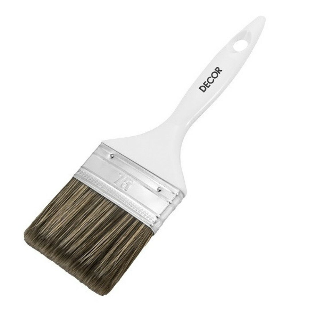 Decor Profi кисть флейцевая для лака 65х15 мм темная смешанная щетина пластиковая ручка