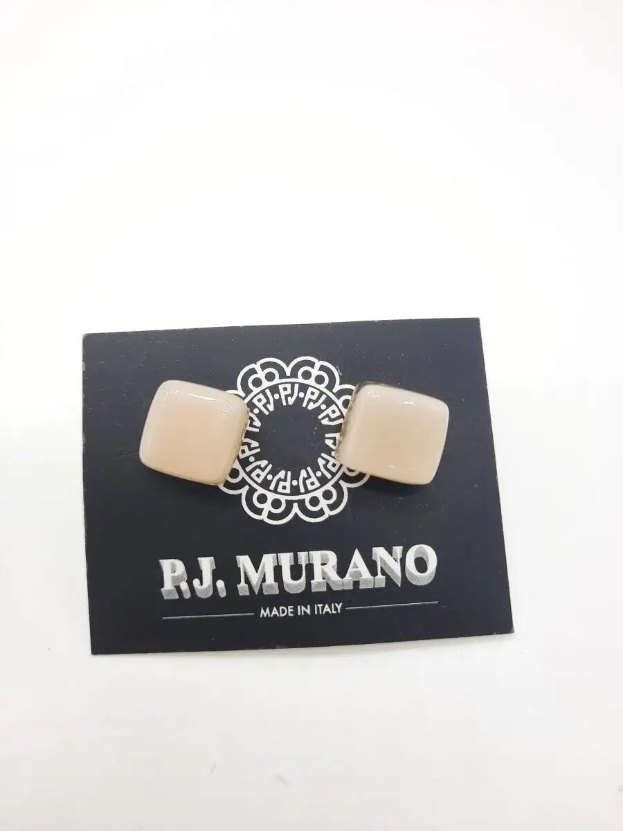 Серьги пусеты P.J. MURANO, стекло, муранское стекло, кремовый — фото 1